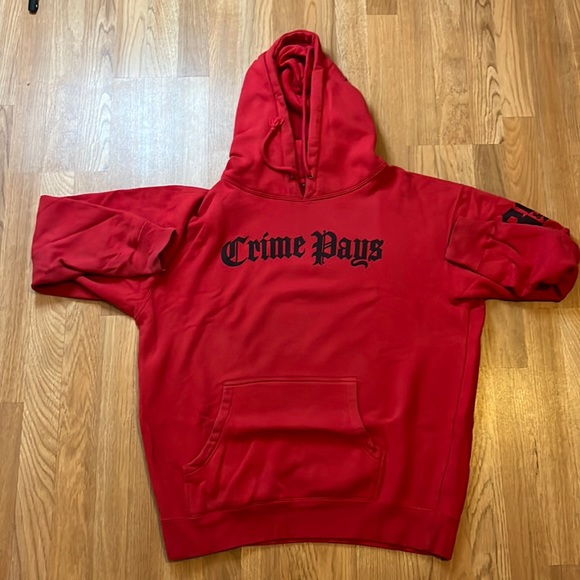 Shirts | Cursive Crime Days Red Hoodie | Poshmark